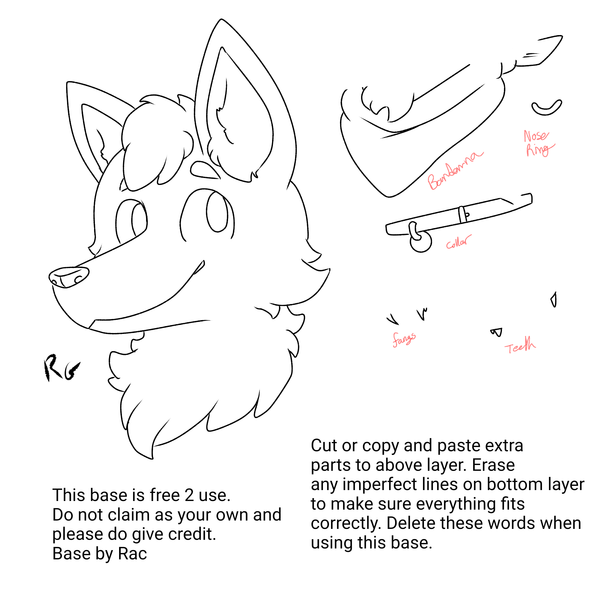 Free 2 use furry head base - ibisPaint