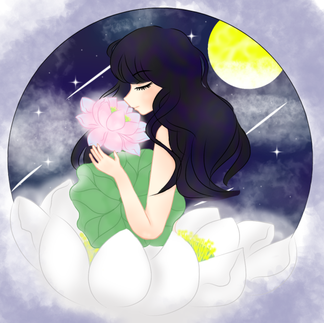 💫Lotus and moon🌕 - ibisPaint