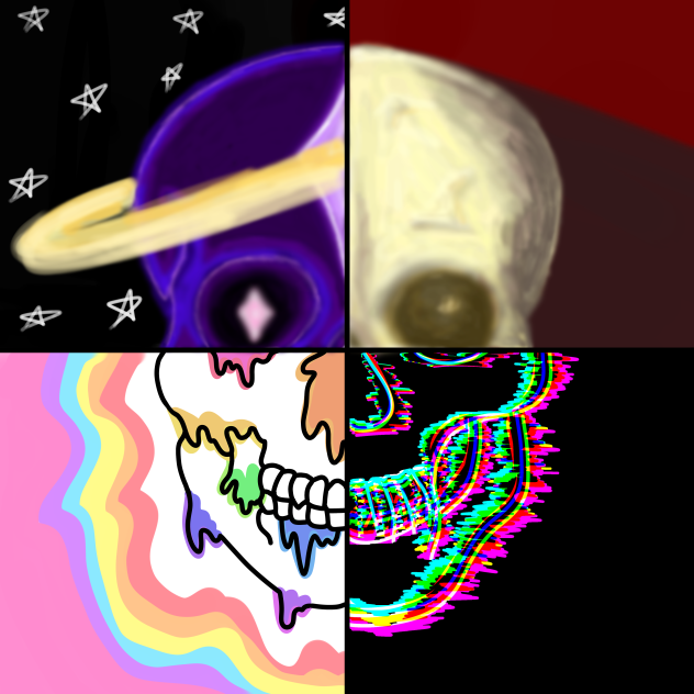 Four Different Types of Skulls - ibisPaint