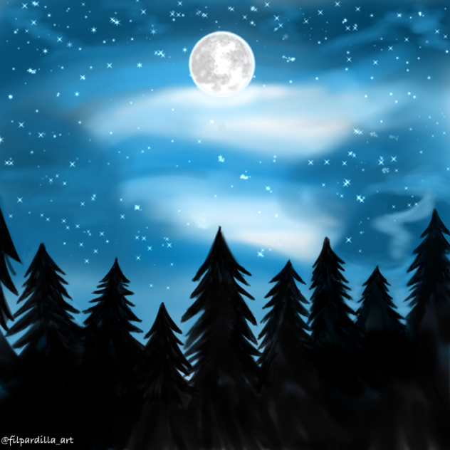 Starry night Forest - ibisPaint