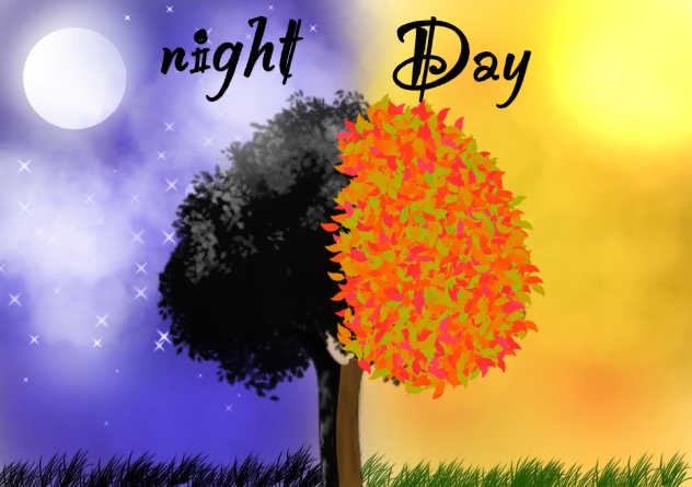 tree between day and night - ibisPaint