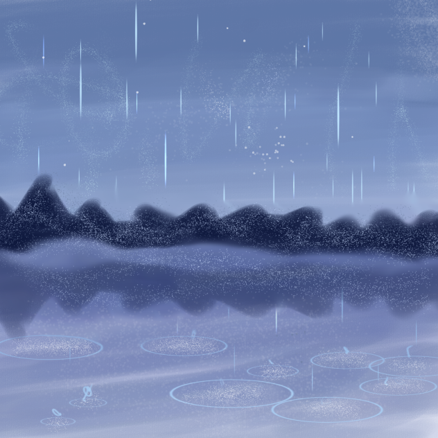 Ocean with rainy weather. - ibisPaint