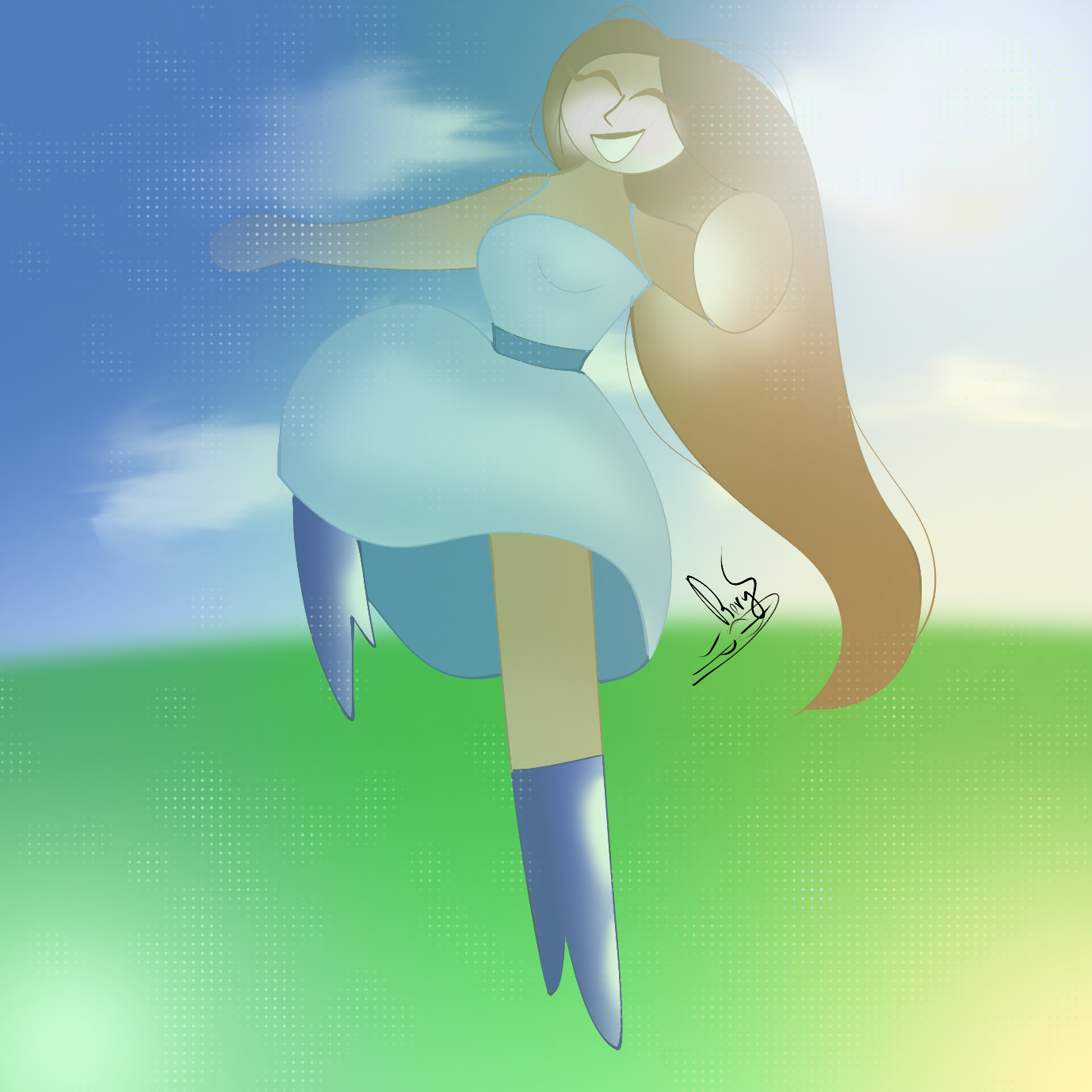 Pretty lighting and lady - ibisPaint