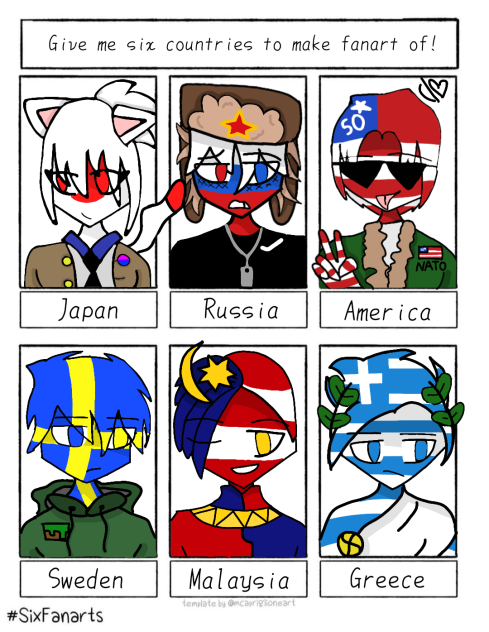 Give me 6 countries to make fan-art of - ibisPaint