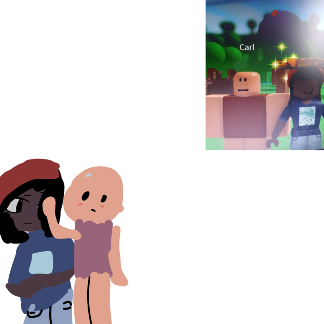 Carl mexendo no cabelinho da TKmaysa - ibisPaint