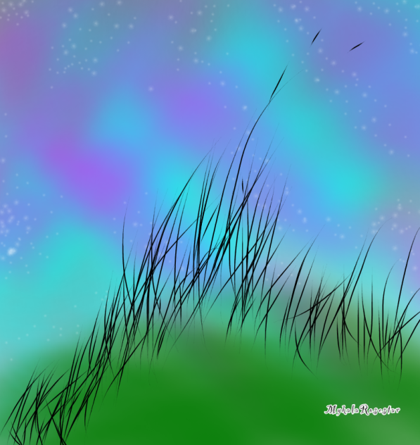 Northern Lights Above A Hill - ibisPaint