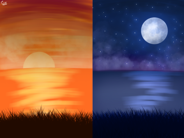 Sunset and Night - ibisPaint