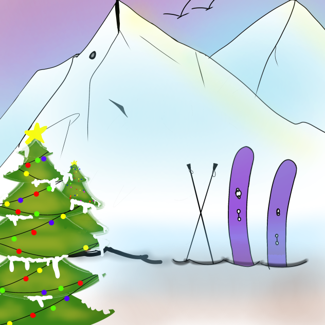 snowy mountains ski slopes - ibisPaint