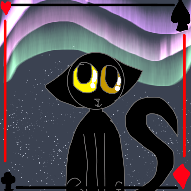 Black cat, northern lights - ibisPaint