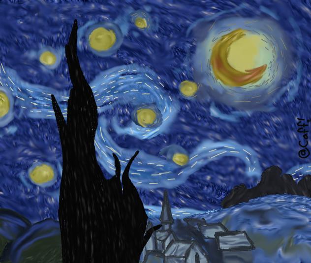 Starry Night with a super normal brush - ibisPaint