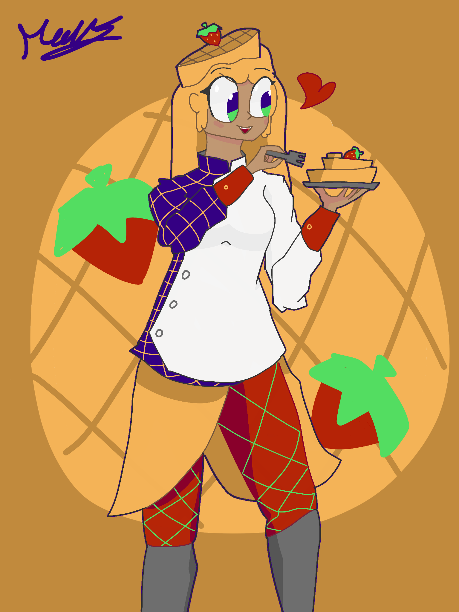 Waffle Strawberry Girl - ibisPaint