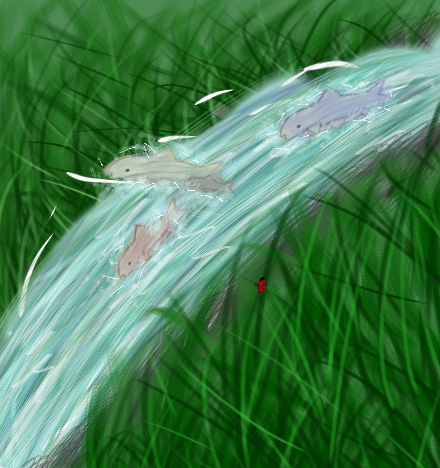 Fish Traveling Down River - ibisPaint