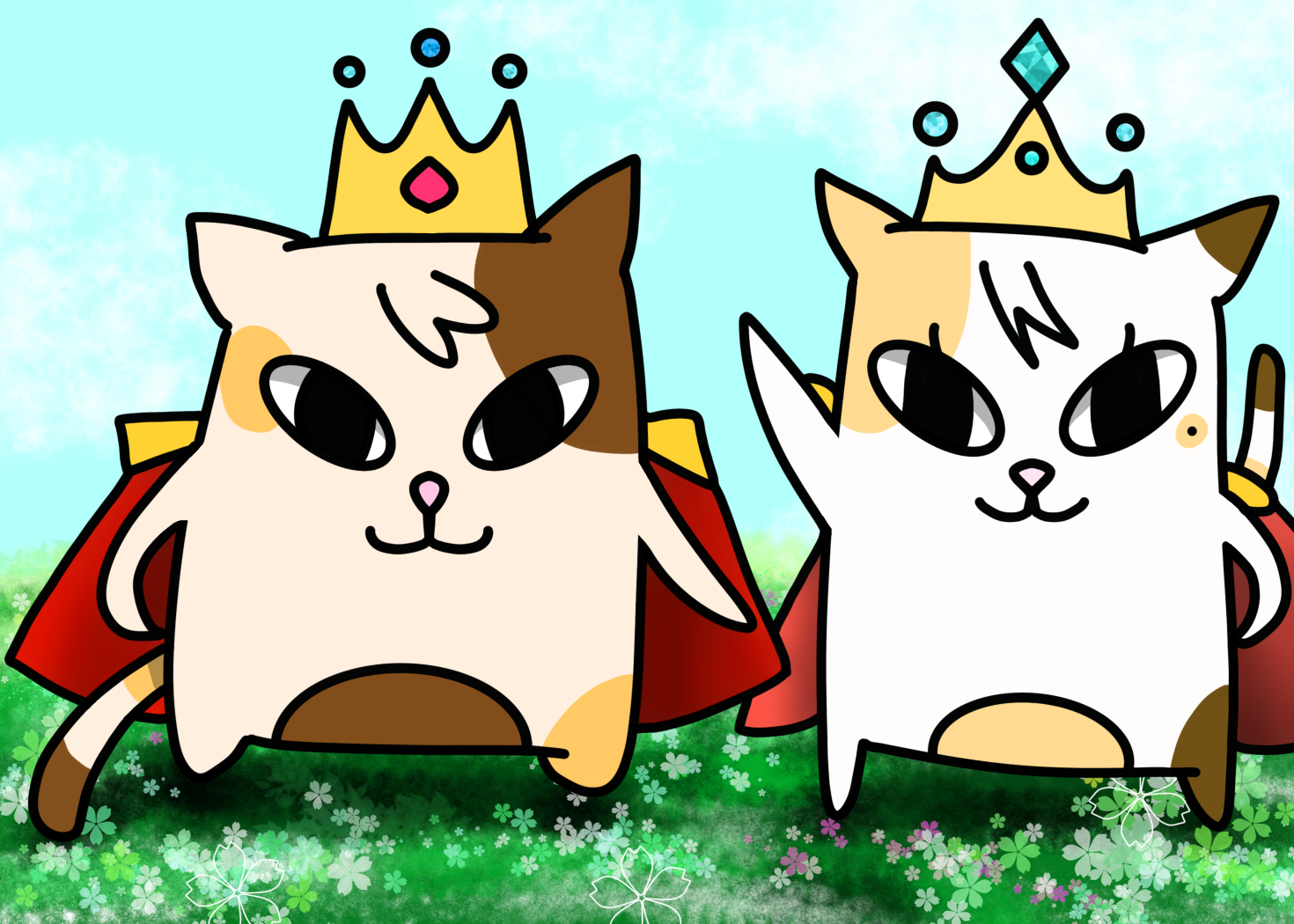 왕자고양이, 공주 고양이(princess cat, prince cat) - ibisPaint