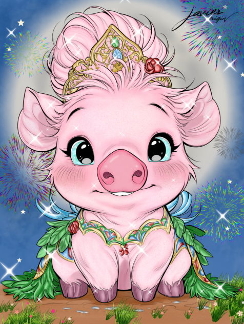 Cerdita lista para ir al carnaval. - ibisPaint