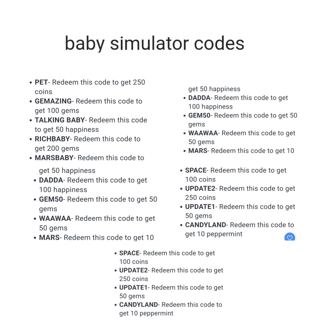Baby simulator codes () Roblox Only - ibisPaint