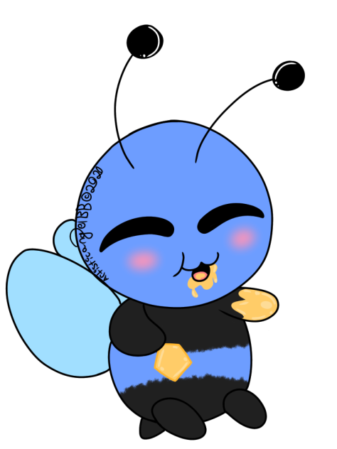 Blue Bumble Bee Eating Honey - - ibisPaint