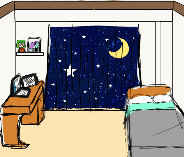 very rough sketch of Lilacs dorm room - ibisPaint