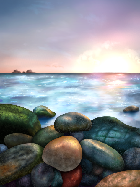 Colored rocks sea view - ibisPaint