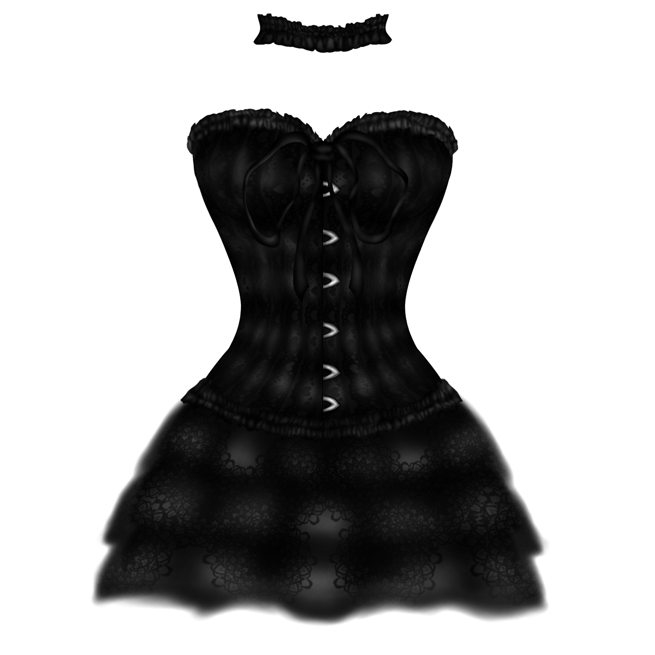 Black dress-corset, black frill choker - ibisPaint
