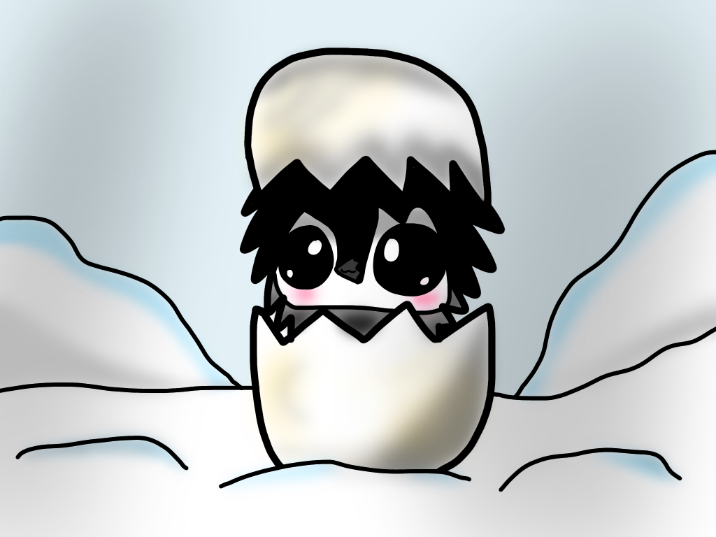 Baby Emperor Penguin Hatching From Eggy. - ibisPaint