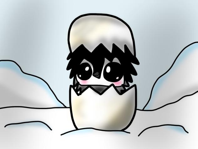 Baby Emperor Penguin Hatching From Eggy. - ibisPaint