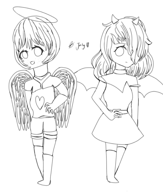Angels and Devils or Demons Lineart - ibisPaint