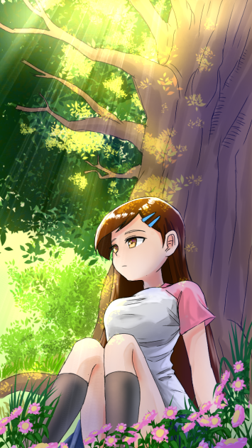girl in the under tree - ibisPaint