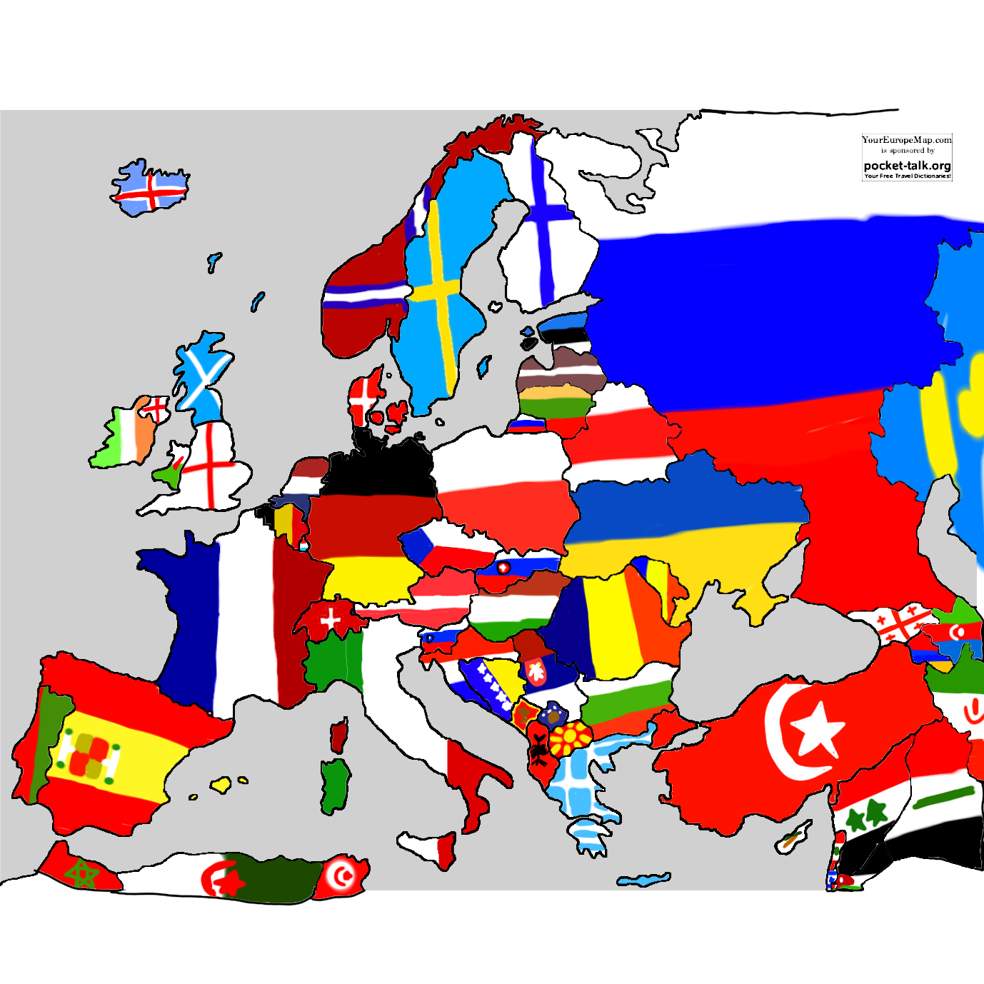 Europe map with drawed flags - ibisPaint