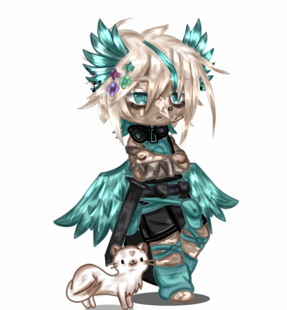 Random oc and their pet ferret ^^ - ibisPaint