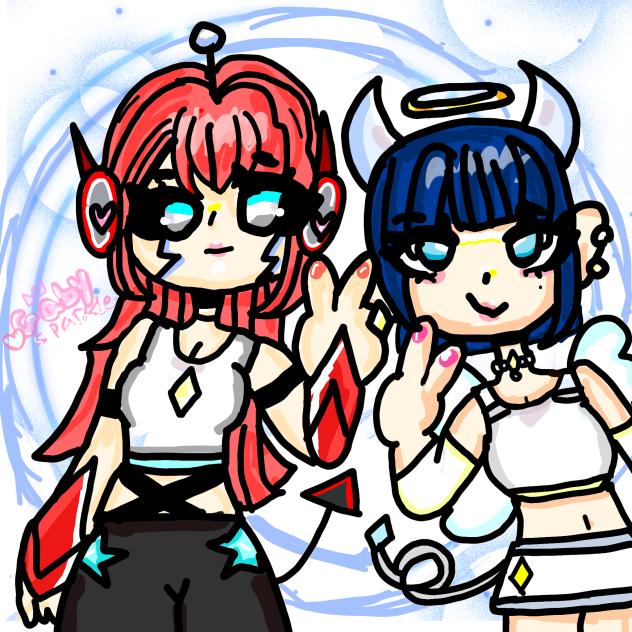 cute cyber girls drawing - ibisPaint