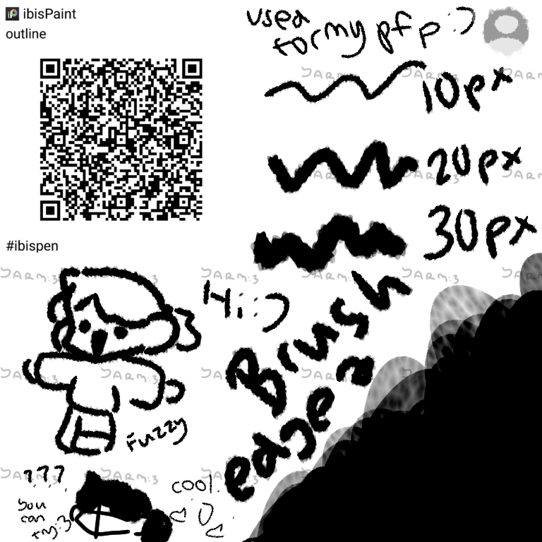 my outline brush (fuzzy;curly hair idk) - ibisPaint