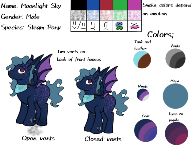 Moonlight Shy ref sheet steam pony - ibisPaint
