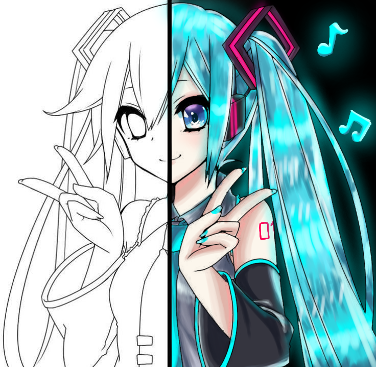 Miku Hatsune coloring collab.. - ibisPaint