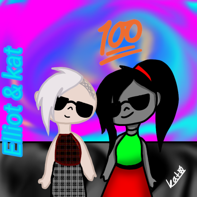 Elliot(a friend oc) and kat! random draw - ibisPaint