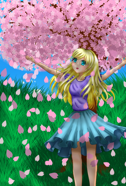 Under the cherry tree🌸🌸 - ibisPaint