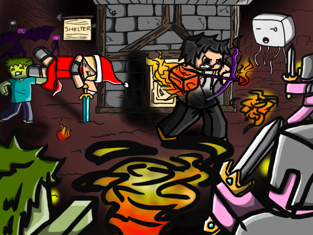 Nether Mobs Battle Wallpaper Speed Art - ibisPaint