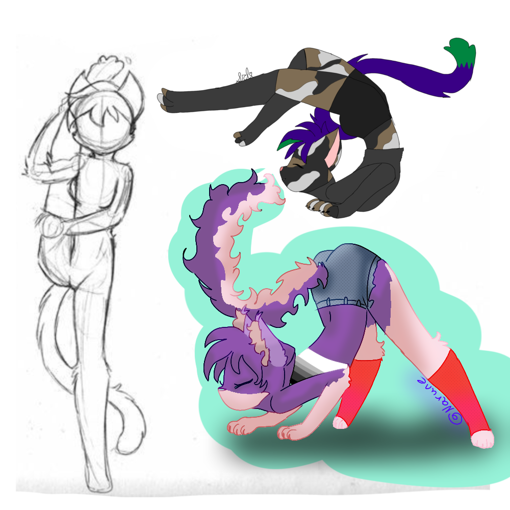 Streching cat collab - ibisPaint