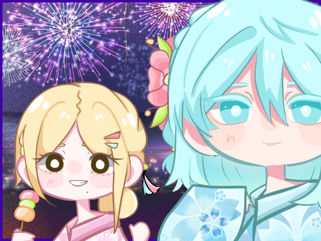 Yuko & Emily at the fireworks🎆 - ibisPaint