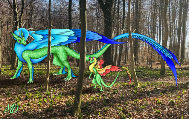 Blue+ yellow forest dragon - ibisPaint