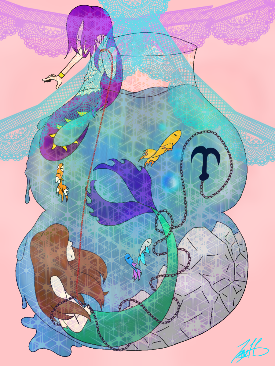 A mermaid and an Electric eel - ibisPaint