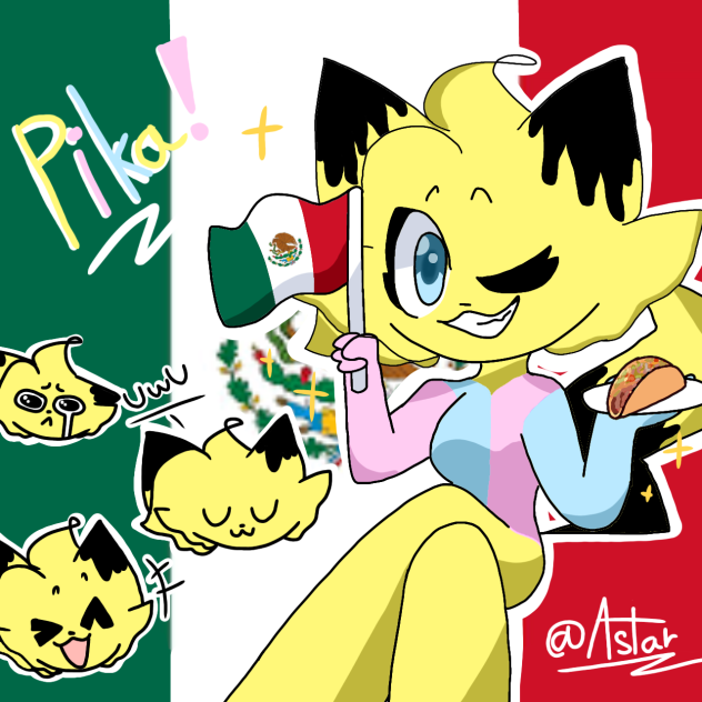 Pika is chilling in Mexico with her taco - ibisPaint