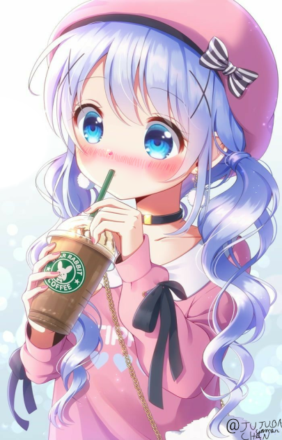 menina kawaii tomando milk shake - ibisPaint