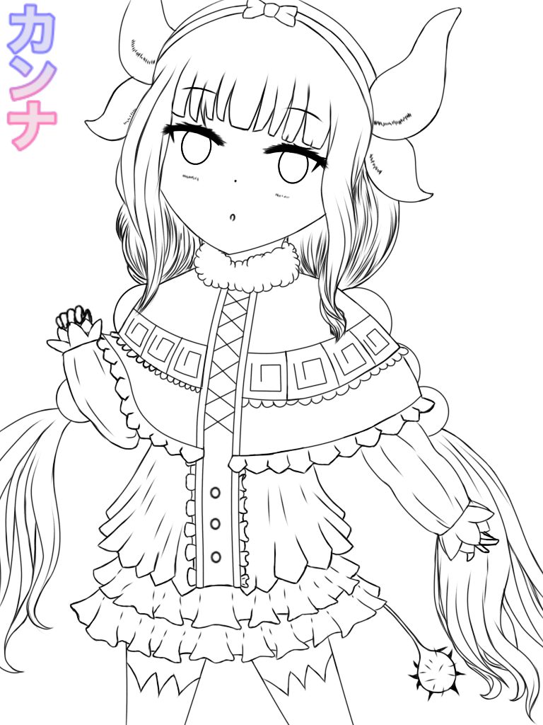 Kanna Kamui-Kobayashi (Coloring Page) - ibisPaint