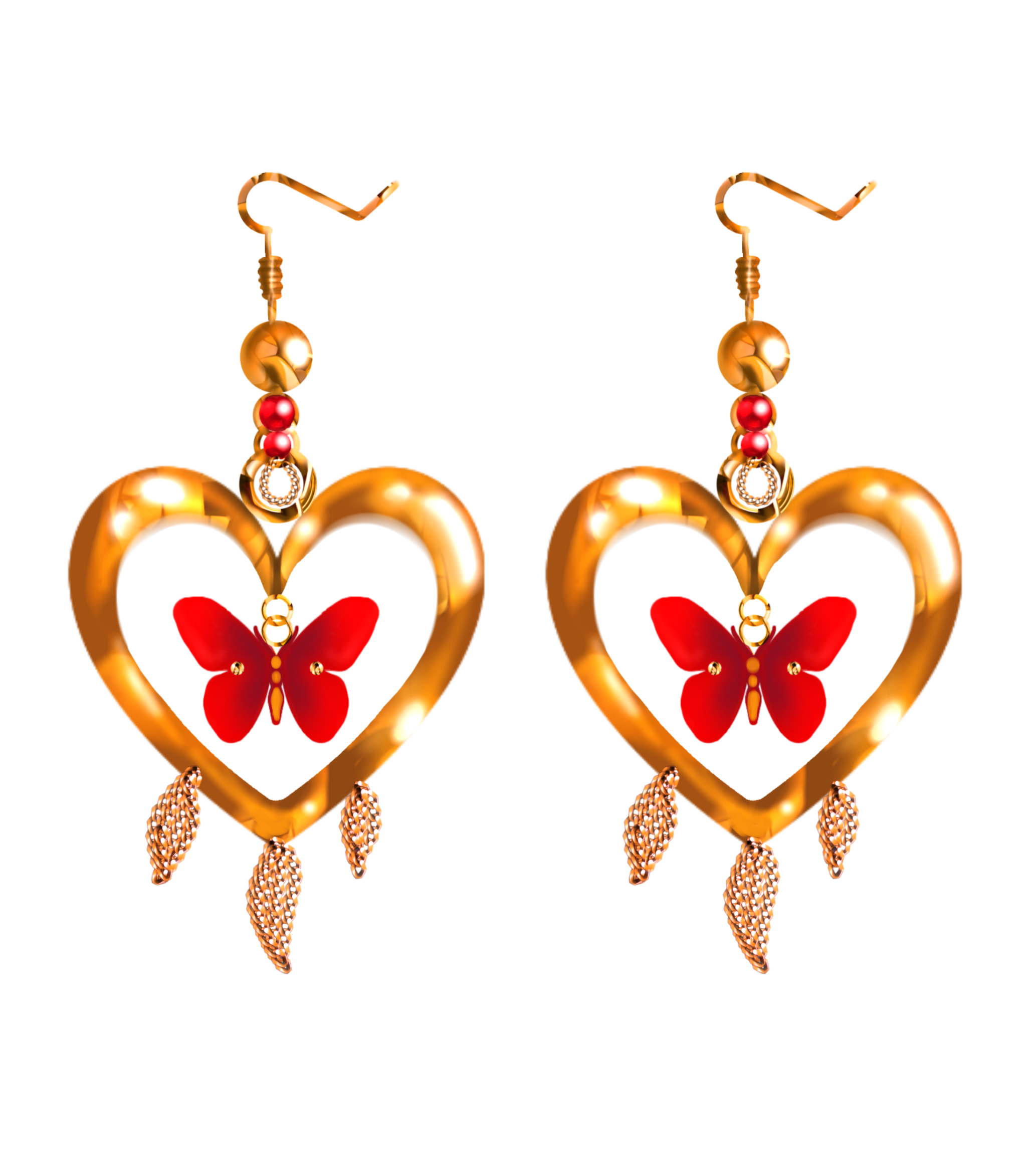 Butterfly heart earrings Y2K - ibisPaint