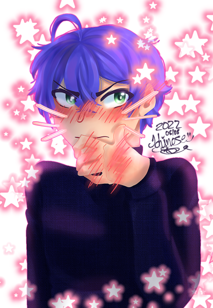 tsundere guy with purple hair [redraw] - ibisPaint