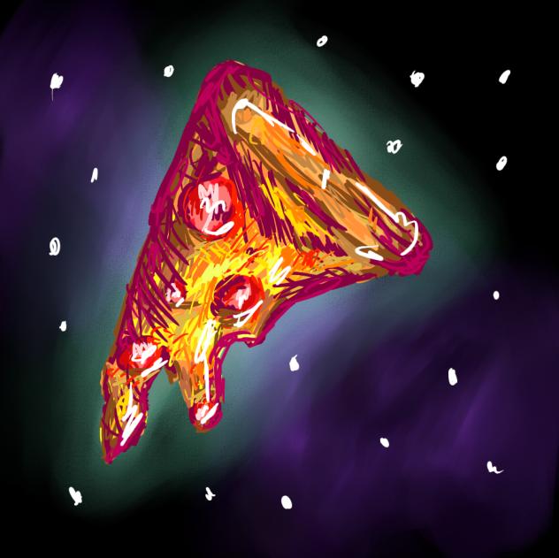 Pizza floating in space - ibisPaint