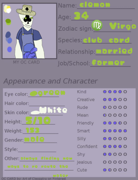 clemon character sheet - ibisPaint