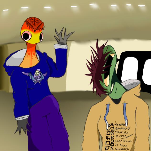 some plant people at a bus stop - ibisPaint
