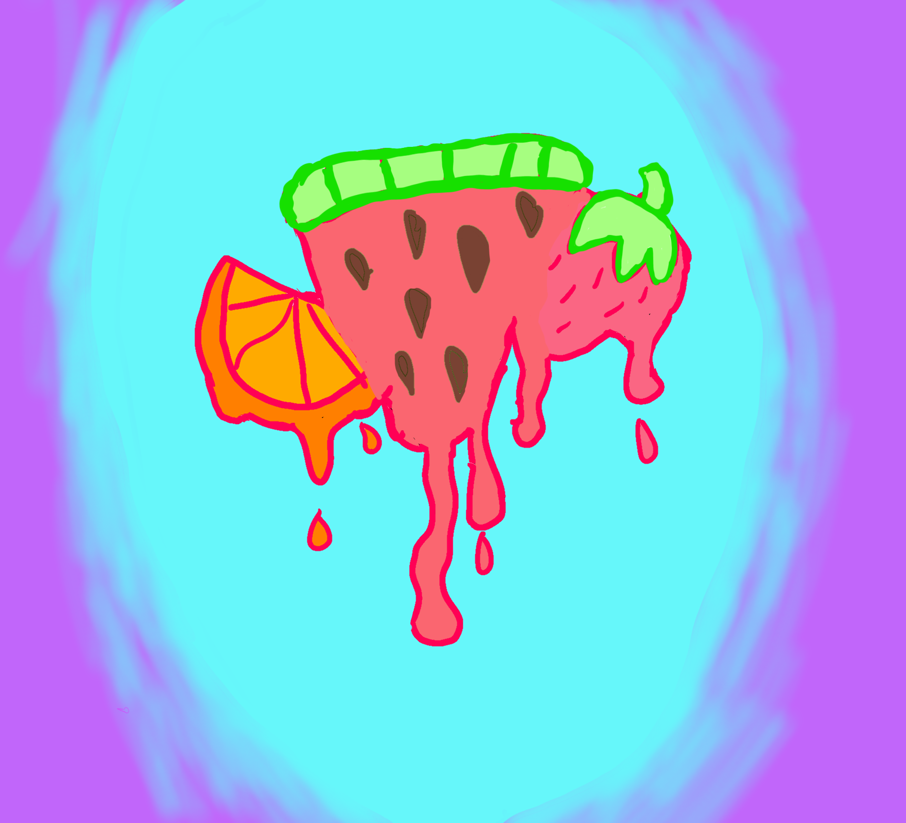 dripping fruits - ibisPaint