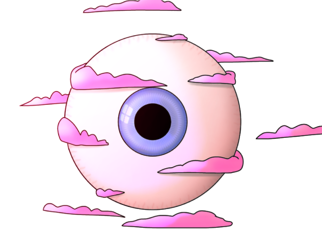 Eye surrounded by pink clouds - ibisPaint